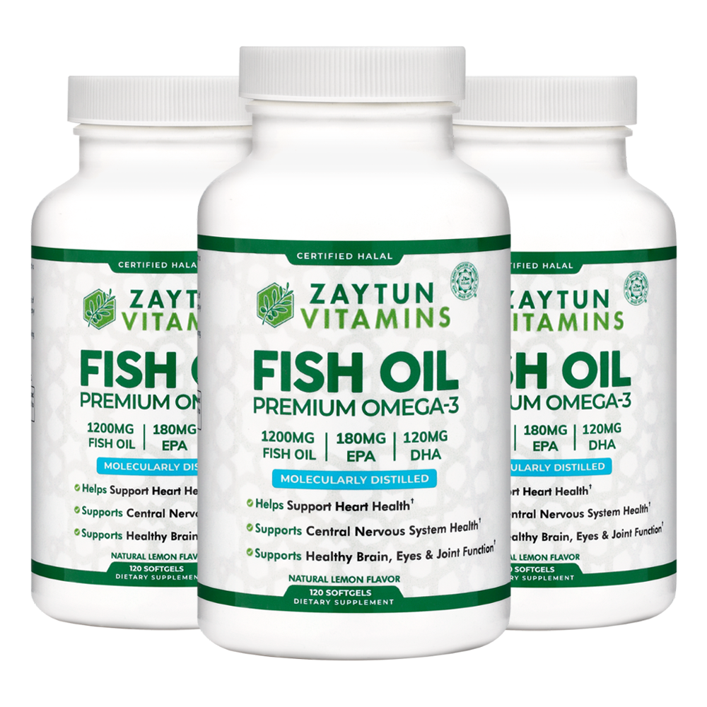 Halal Fish Oil Omega-3 (3Pack) Supports Heart & Brain Health – Zaytun ...